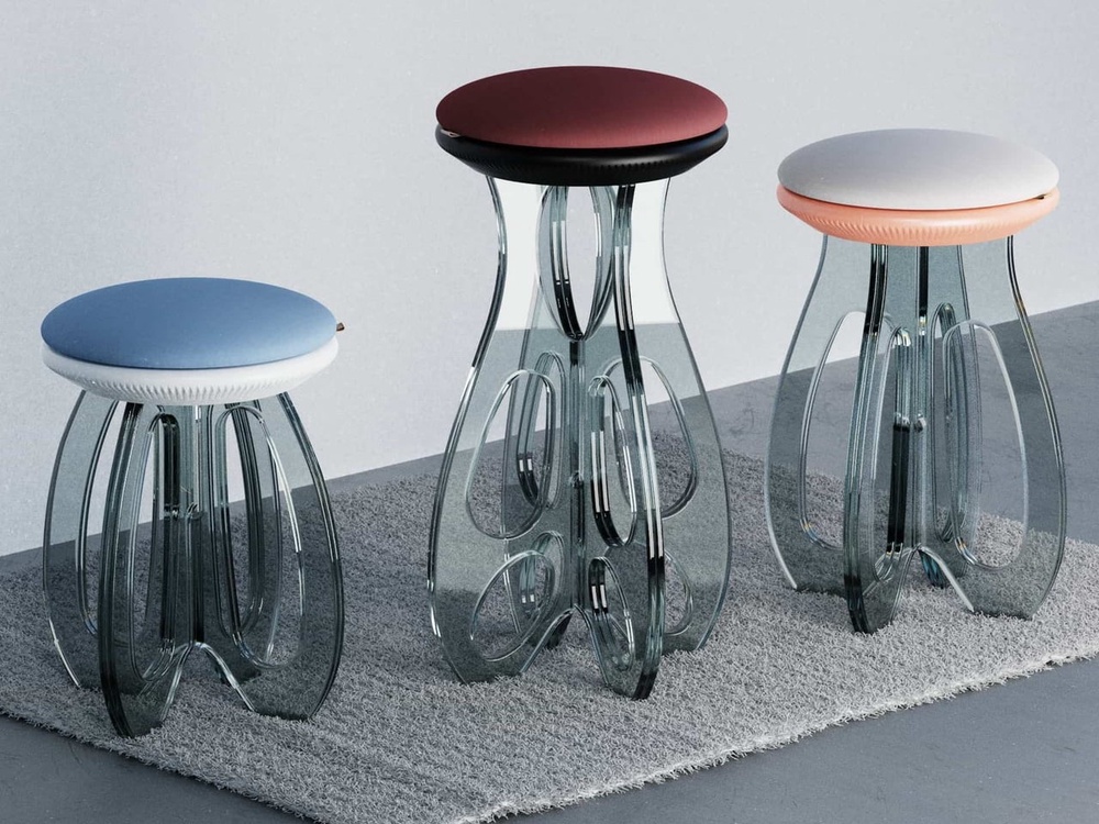 Someone Made a Flat-Pack Stool from Glass That Loops Like Frozen Water