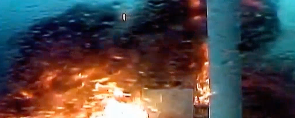 Moment two ships explode in huge fireball after deadly collision in ...