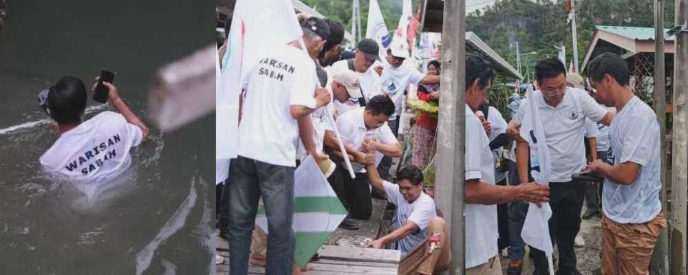 Petugas parti Warisan jatuh laut ketika berkempen di Kampung Sim-Sim