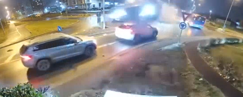 Moment out of control Mercedes flies over cars on busy road after ...