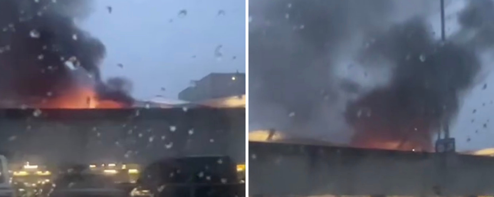 Heathrow fire: Car engulfed in flames outside Terminal 5