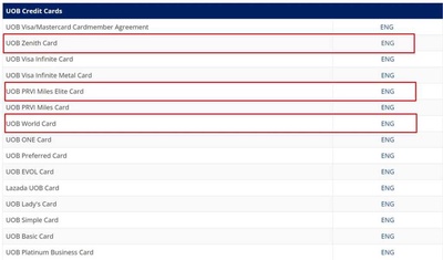 New UOB Malaysia Credit Cards Appear Online: Zenith, PRVI Miles Elite ...