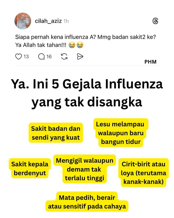 Influenza A bukan selsema biasa: Kenali gejala yang sebenar