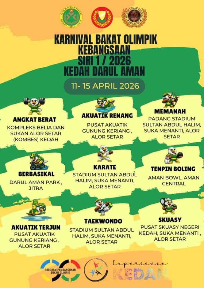 Karnival Bakat Olimpik Kebangsaan Siri 1/2026 – Jadual Acara - Newswav