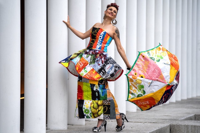 Pretty rubbish? Dress made from recycled bags-for-life highlights ...